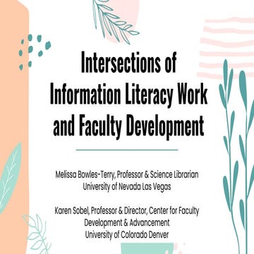 Faculty Development and the Future and Information Literacy: A Panel ...