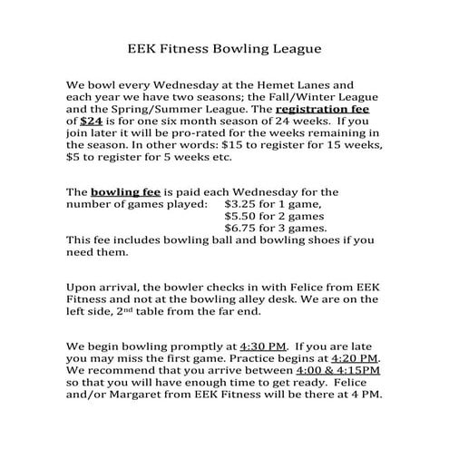 Bowling reg instructions | PDF