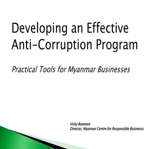 Developing an Effective Anti-Corruption Program | PPT