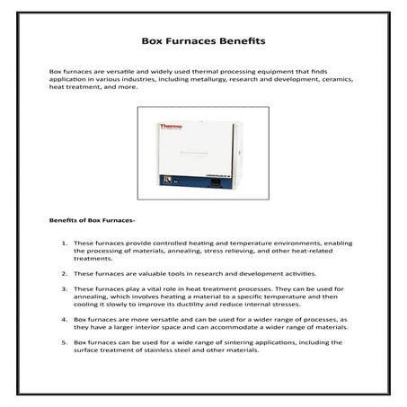 Box Furnaces Benefits | PDF
