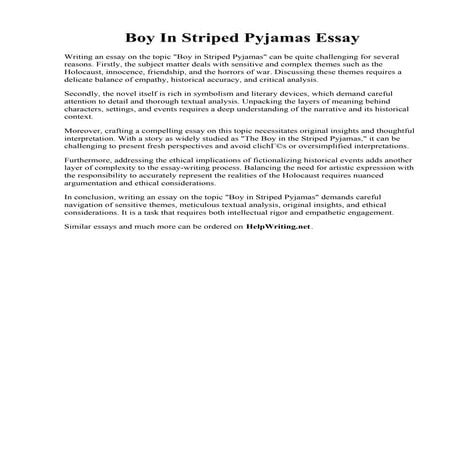 Boy In Striped Pyjamas Essay. The boy in the striped pajamas critical ...