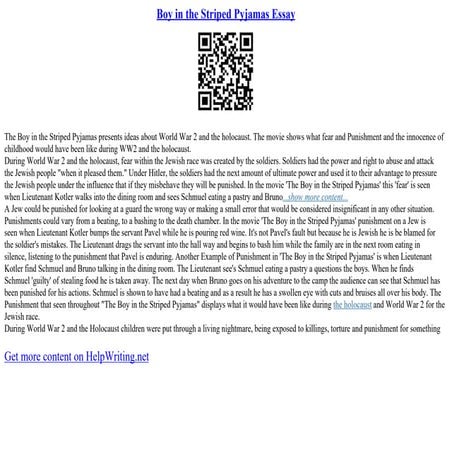 Boy In The Striped Pyjamas Essay | PPT