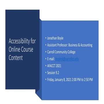Accessibility for Online Course Content | PPT