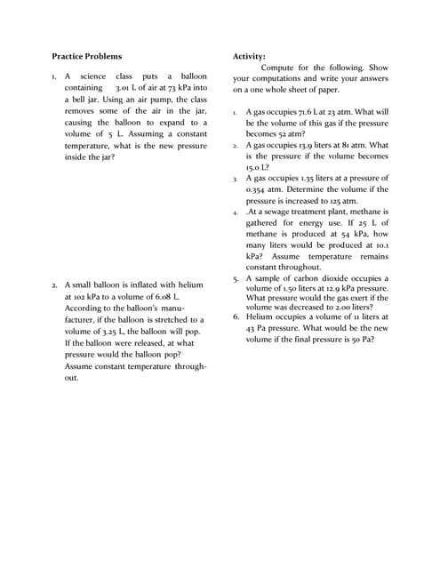 Boyles' law practice problems 2 | PDF Boyles' law practice problems 2 | PDF