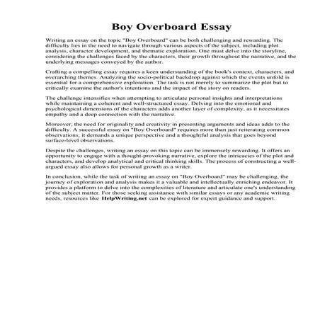 Boy Overboard Essay | PDF
