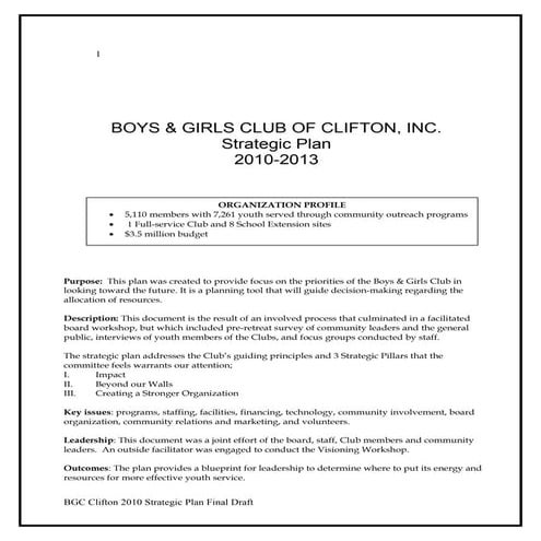Boys & Girls Club Strategic Plan 2010 13 | DOC