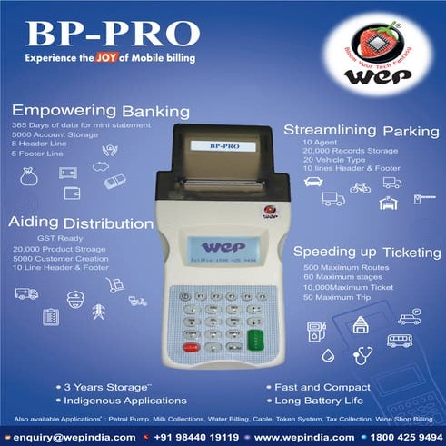 WeP BP-PRO Handheld Thermal Billing Printer | PDF