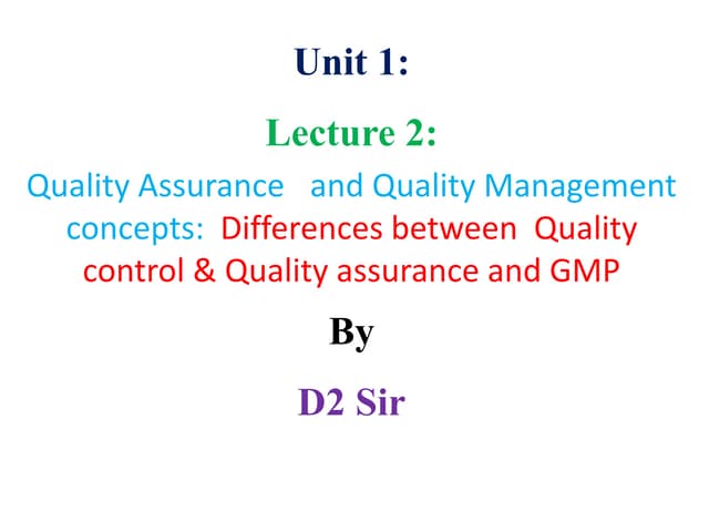 Quality assurance ppt | PPT