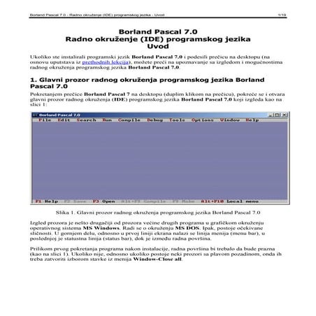 Borland Pascal 7.0 IDE - Uputstvo | PDF