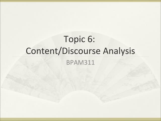 Content Discourse Analysis Ppt
