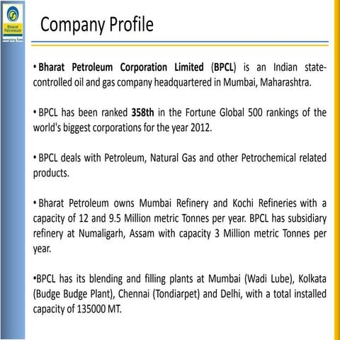Bpclpresentation 131015103057-phpapp02 | PPTX