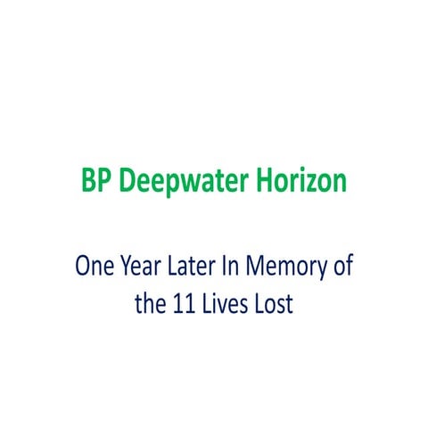 BP Deepwater Horizon One Year Memorial | PPTX