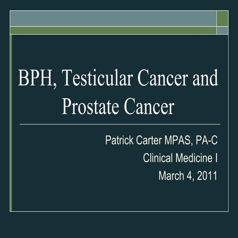 BPH, Prostate Cancer, Testicular Cancer | PPTX