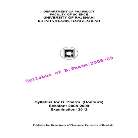 Syllabus B.Pharm 2008-09 | PDF