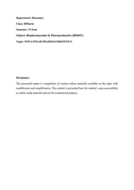 A seminar on one & two compartment open model extra vascular ...