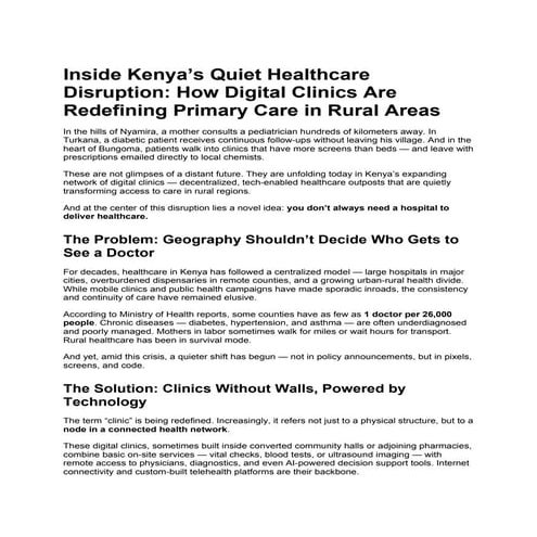 Digital First: How Kenya’s Health System Is Evolving Beyond the Clinic ...