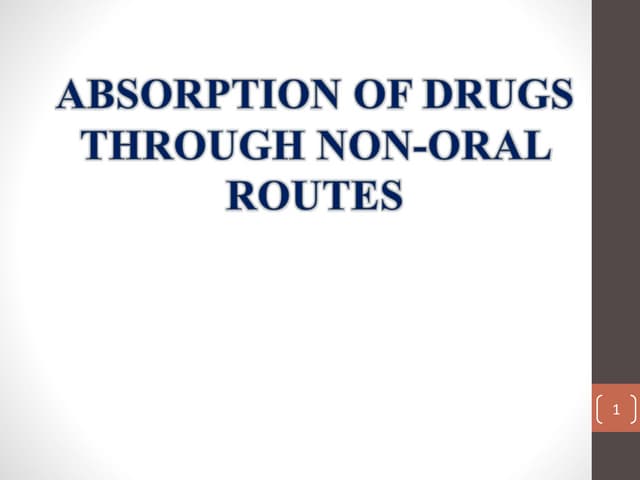 Absorption of drugs from non per os extravascular administration | PDF