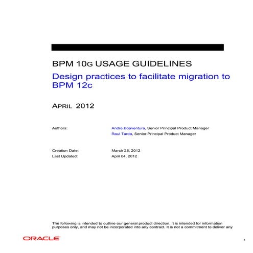 Bpm 10 g usage guidelines to upgrade to bpm 12c | PDF | Operating Systems | Computer Software ...