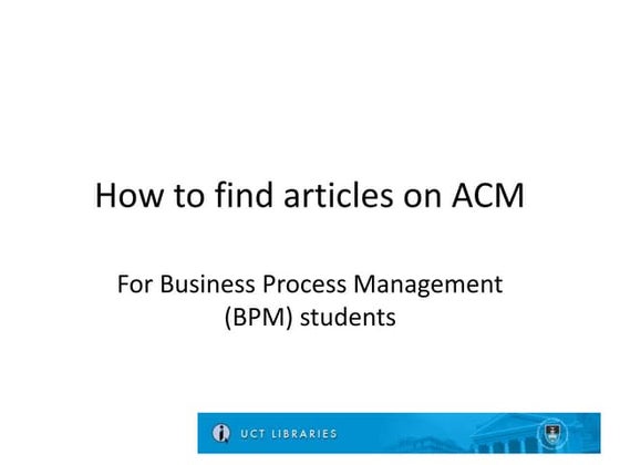 The ACM Learning Center | PPTX | Computing | Technology & Computing