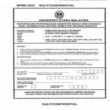 Bpmn 2023 past year2 | PDF