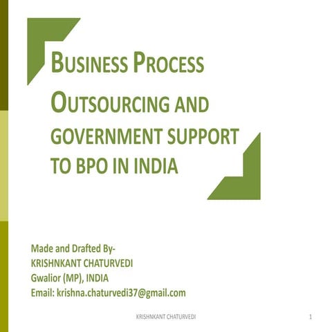 INTRODUCTION TO BPO AND GOVERNMENT SUPPORT TO BPO IN INDIA | PPSX