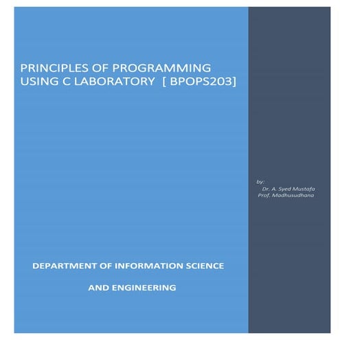 Bpops203 Principles Of Programming Using C Lab Manualpdf 