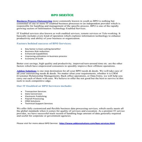 Bpo service | PDF