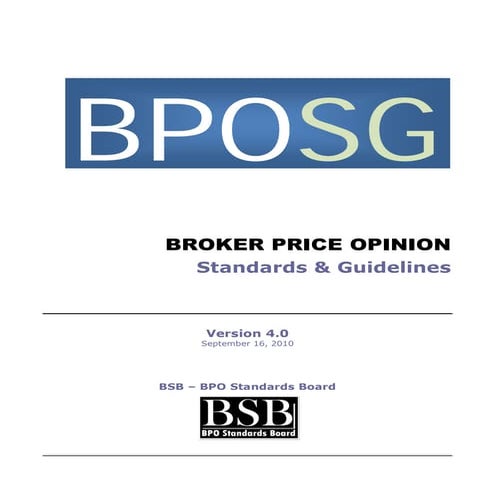 Broker Price Opinion Standards and GuideLines v4 | PDF