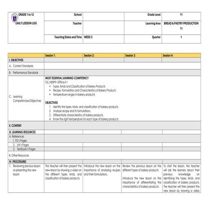 bread and pastry curriculum guide senior high school | PDF