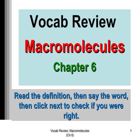 Macro molecules Vocab Review | PPT