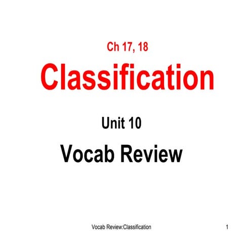 Vocabulary review Classification / Taxonomy | PPT