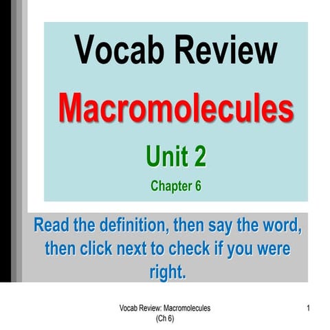 Bppt vocab review macromolecules ss | PPT
