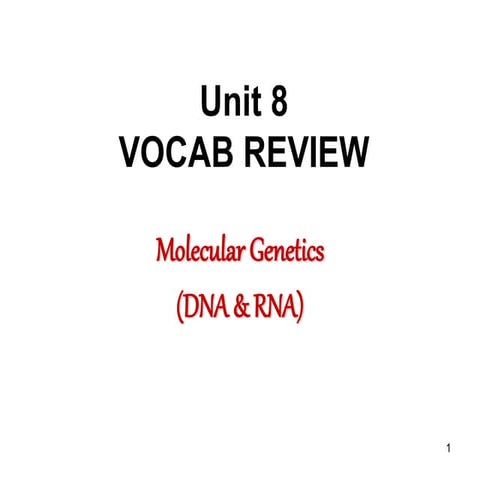 Molecular genetics Vocab | PPT