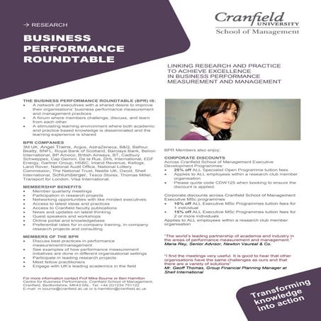 Cranfield Business Performance Roundtable | PDF