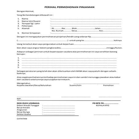 FORMAT KREDIT BPR / BJB / | DOCX