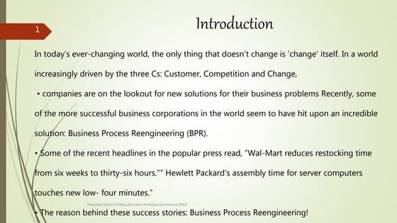 Business process re engineering | PPT