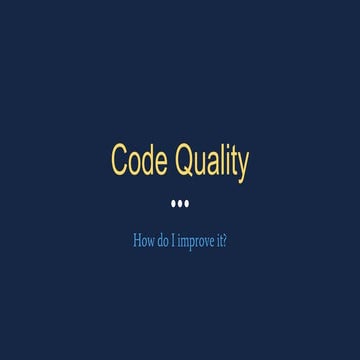Code quality | PPT