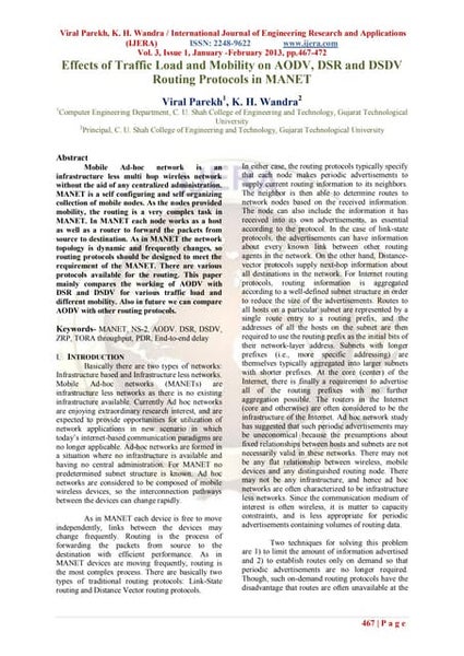 Comparative Analysis Of Manet Reactive Protocols