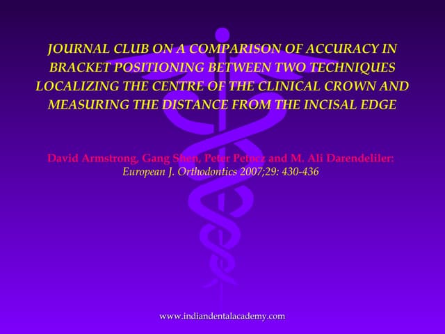 bracket positioning in orthodontics / dental crown & bridge courses | PPT