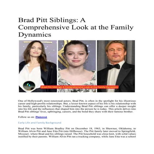 Brad Pitt Siblings: A Comprehensive Look at the Family Dynamics | PDF
