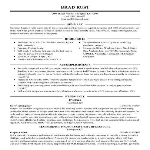 Brad rust resume | PDF