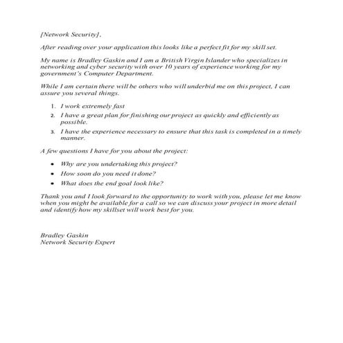 Brads+cover+letter network security | PDF