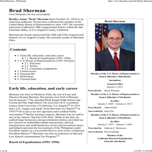 Brad sherman wikipedia(highlighted) | PDF