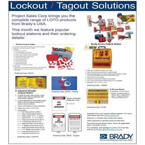 Brady LOTO Stations from Project Sales Corp | PDF