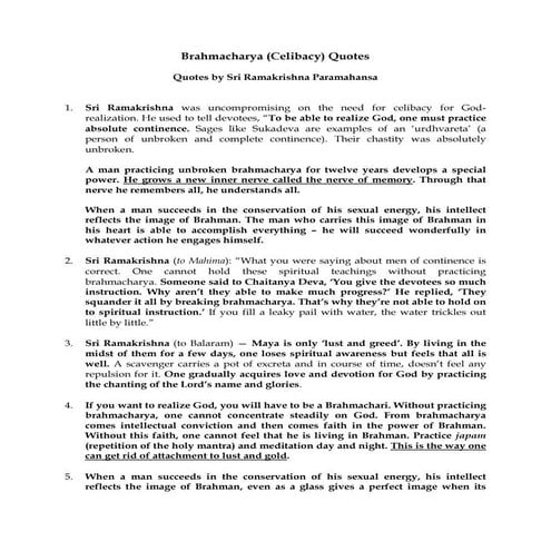 Brahmacharya - Celibacy R1 | PDF