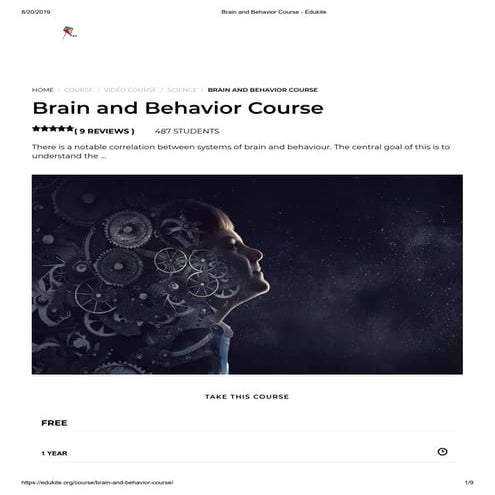 Brain and Behavior Course - Edukite | PDF