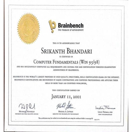 Brainbench Cert | PPT