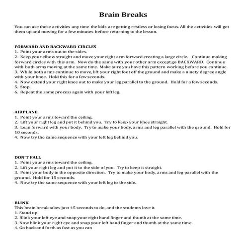 Brain breaks | PDF