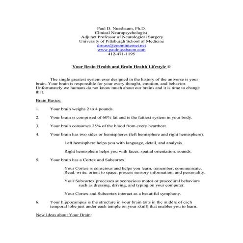 Nussbaum: Brain Health Lifestyle handout | DOC