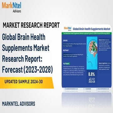 Brain Health Supplements Market Size, Growth & Demand | FY2023-28 | PPT
